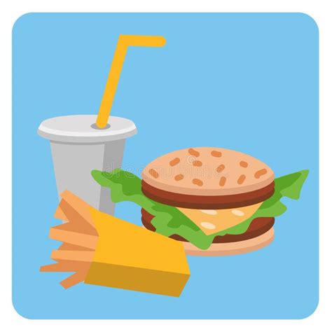 Lunch With French Fries Soda And Burger Stock Vector Illustration Of