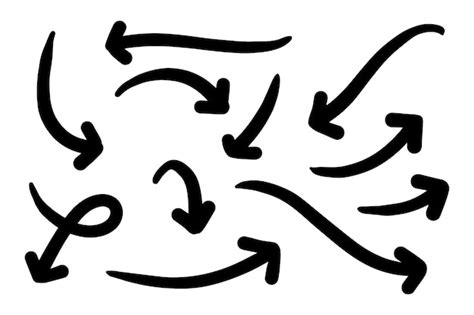 Conjunto de flechas dibujadas a mano doodle ilustración vectorial