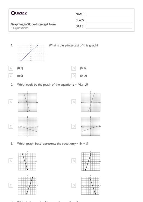 50 Slope Intercept Form Worksheets For 7th Grade On Quizizz Free