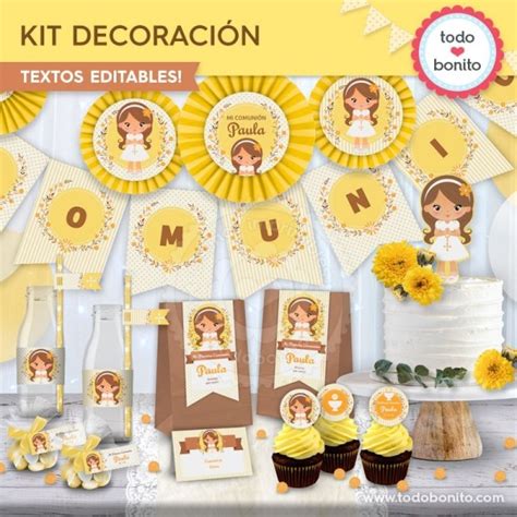 Comunión modelo Paula kit imprimible decoración de fiesta