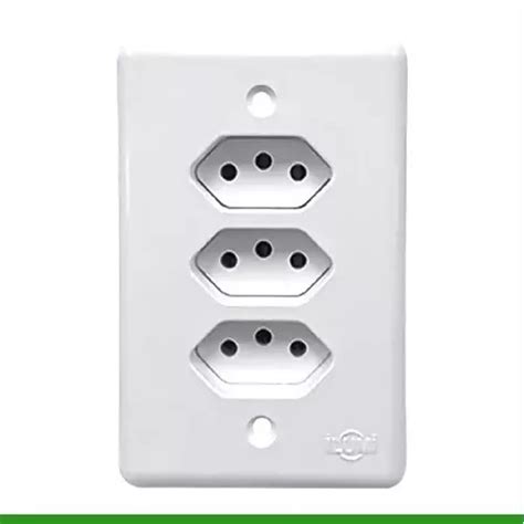 Tomada Monobloco Tripla 10a Placa 4x2 Parcelamento Sem Juros