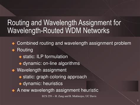 ppt routing and wavelength assignment for wavelength routed wdm networks powerpoint