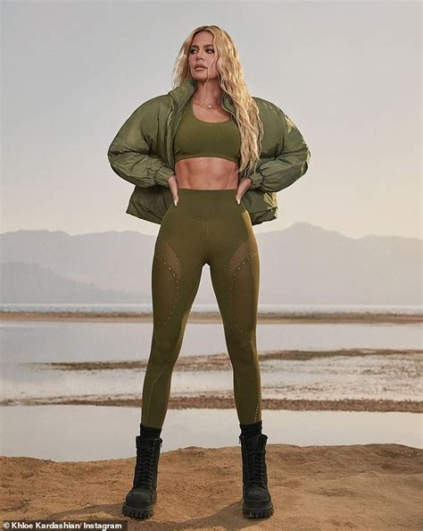 Khloe Kardashian Flashes Her Abs In An Olive Green Sports Bra And