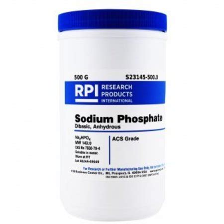 Rpi Sodium Phosphate Dibasic Anhydrous ACS 500 G S23145 500 0 Zoro