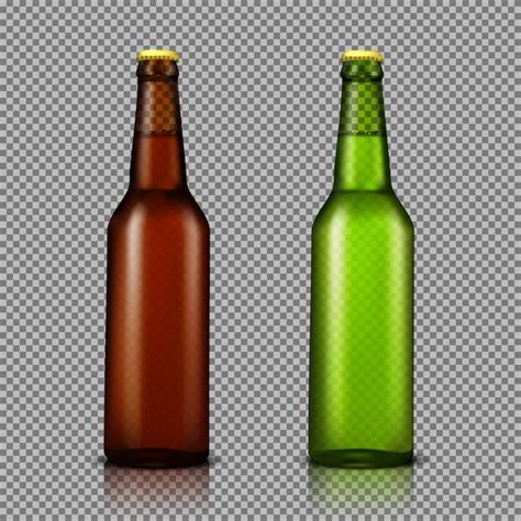 Vector ilustración realista conjunto de botellas de vidrio transparente
