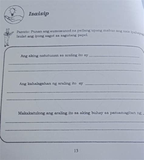 Aral Pan Ang Akin Natutunan SA Araling Ito Ay Ang