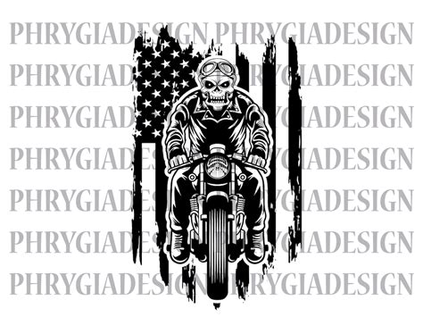 US Biker Skull Svg Motorcycle Rider Svg Png Skull Biker Etsy