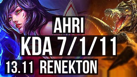 Ahri Vs Renekton Mid Winrate Kr Master Youtube