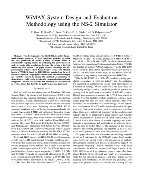 pdf wimax system design and evaluation methodology using the ns 2 simulator shyam parekh