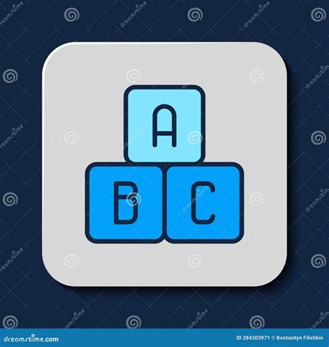 Filled Outline ABC Blocks Icon Isolated On Blue Background Alphabet