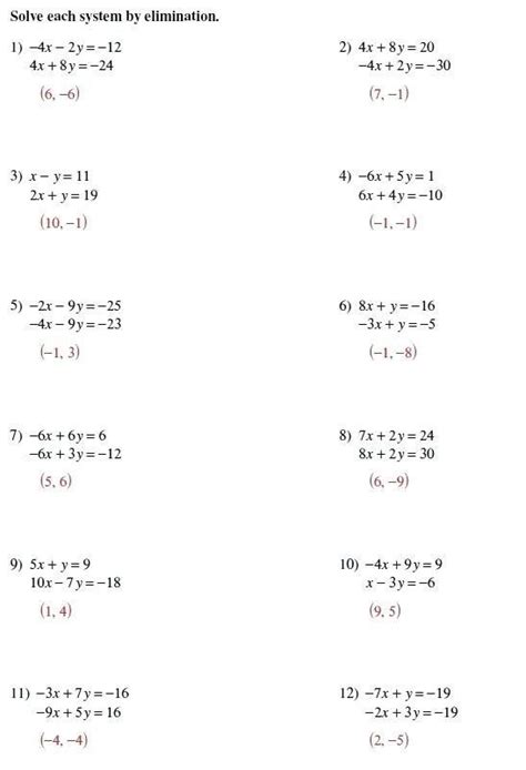 solving systems of equations by substitution worksheets with answers worksheets master