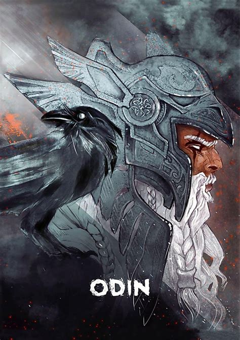 Viking Odin Art Poster Etsy