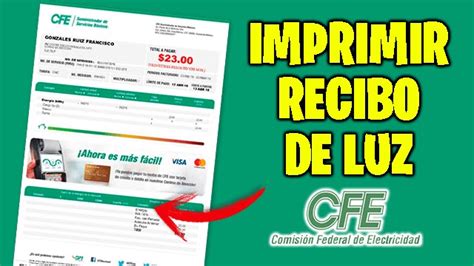 Cómo imprimir un recibo CFE 2020