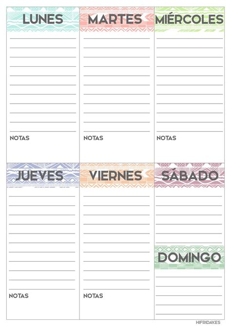 Planificador Semanal Para Imprimir Agenda Semanal Para Imprimir