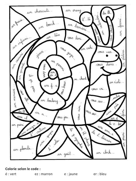 Coloriage Magique CM1 Escargot télécharger et imprimer gratuit sur
