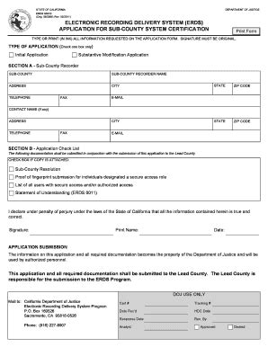 Fillable Online Oag Ca ERDS Application For Sub County Certifcation