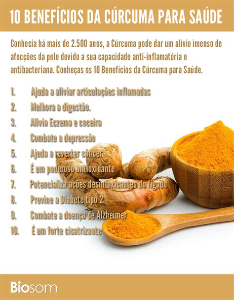 10 Benefícios da Cúrcuma para Saúde infográfico lorena Pinterest