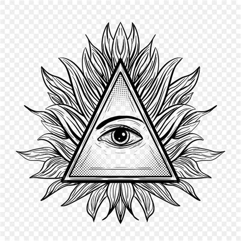 An All Seeing Eye With Sunflowers In The Background On A Transparent