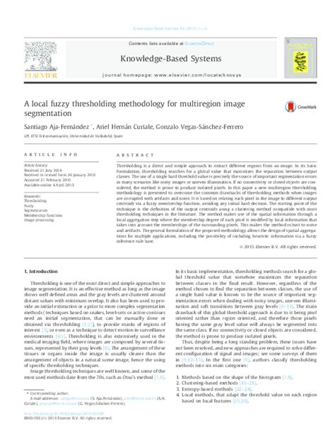 pdf a local fuzzy thresholding methodology for multiregion image segmentation ariel curiale