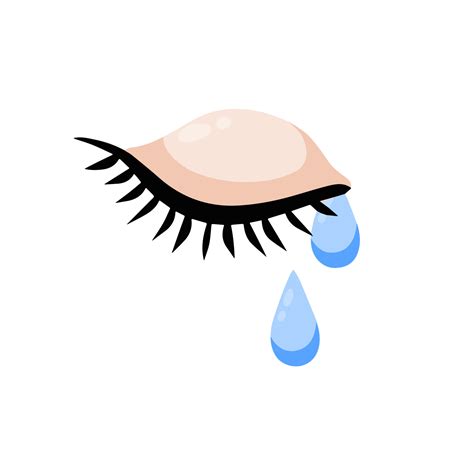 Crying Eye With Tears Closed Eyelid With Eyelashes Stress And Frustration Flat Cartoon