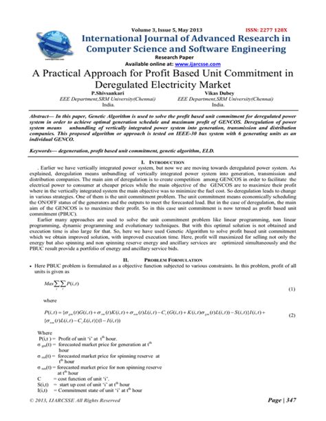 a practical approach for profit based unit commitment