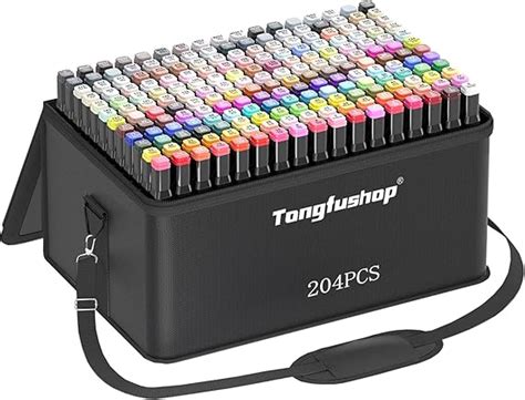 Tongfushop 204 Couleurs Marqueurs Sûr Markers Alcool Feutres à Alcool