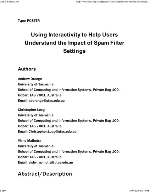 pdf using interactivity to help users understand the impact of spam filter settings