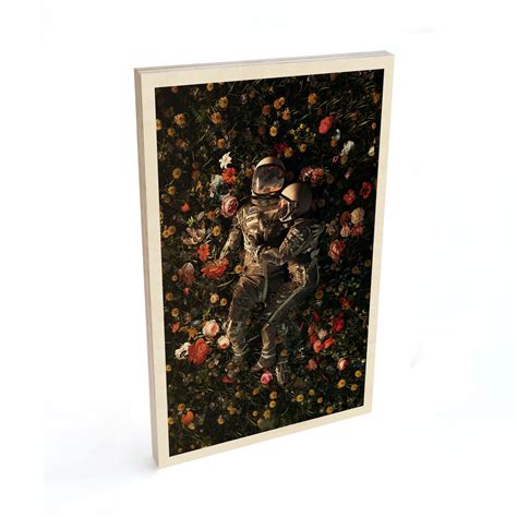 Holzbild Astronauten Auf Einer Blumenwiese Nicebleed Wall Art De