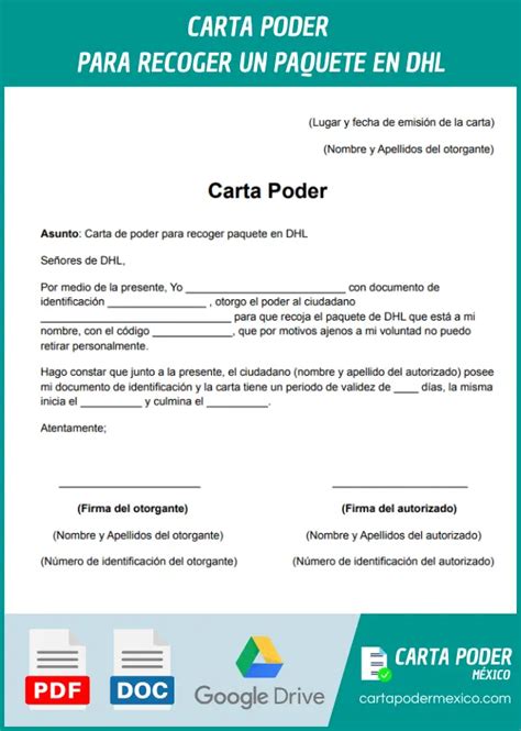 Carta Poder Para Recoger Paquete En Dhl Ejemplos 5280 The Best Porn