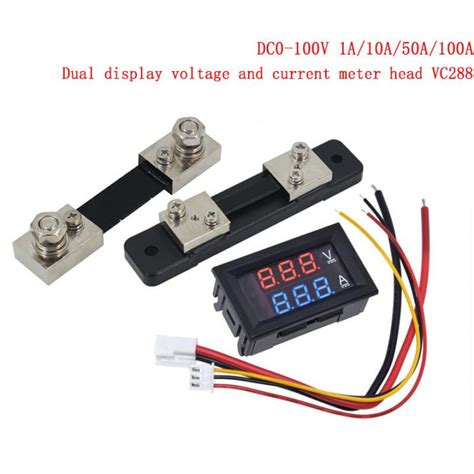 DC0 100V 1A 10A 50A 100A Voltmeter Ammeter Red Blue LED Dual