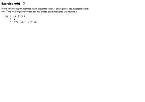 prove valid using the eighteen valid argument forms