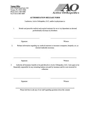 Fillable Online Authorization Release Form Dr Wendell Bulmer Fax