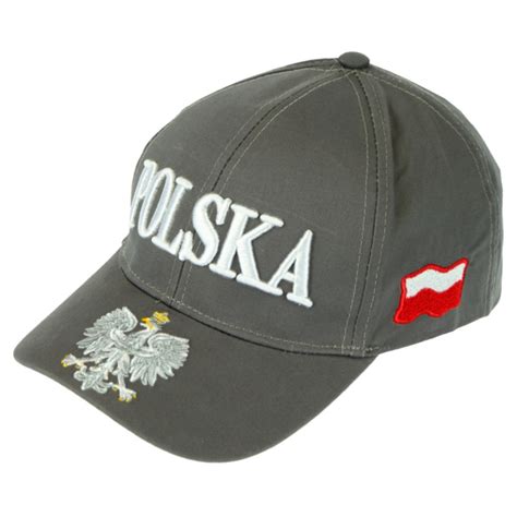 Czapka z daszkiem Polska Orzeł junior szara Czapki bejsbolówki