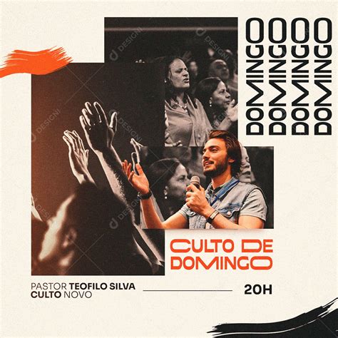 Culto de Domingo 20H Pastor Teofilo Silva Pregação Gospel Flyer Social