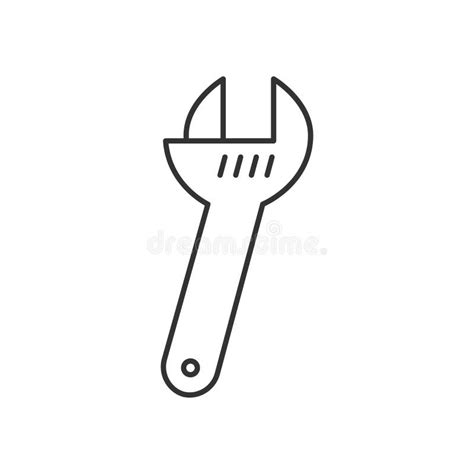 Icono Del Esquema De La Llave Ajustable Ilustración del Vector