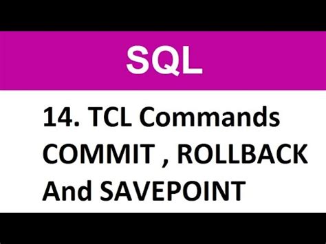 SQL TCL Commands Commit Rollback And Savepoint YouTube