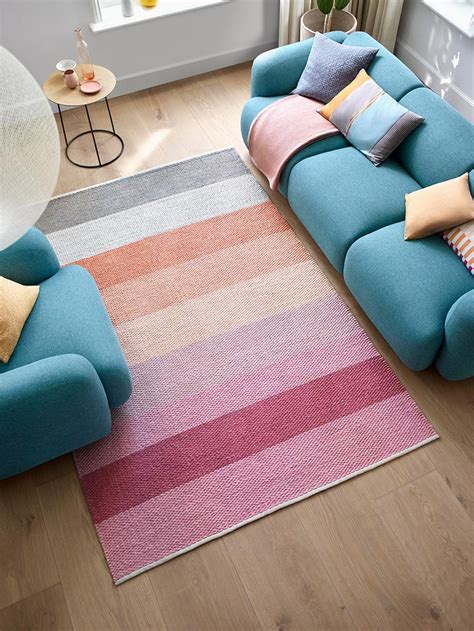 Tapis de chambre en polyester rayé design rose Clifton Esprit