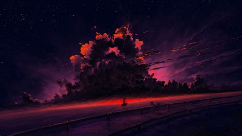 Digital Painting Car Moon Night Clouds Sky Bisbiswas Landscape
