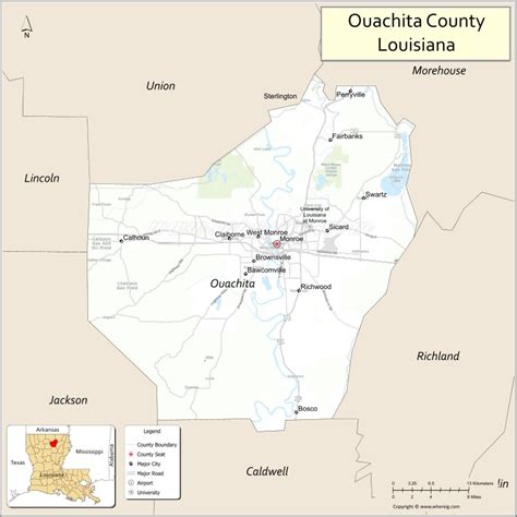 Ouachita Parish Map Louisiana Where Is Located Cities Population