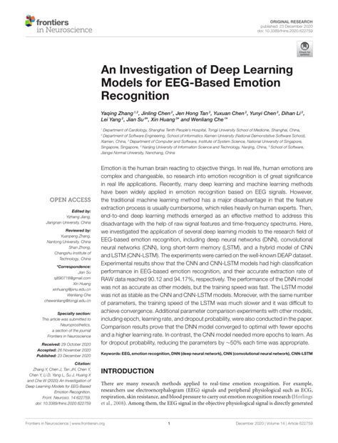 pdf an investigation of deep learning models for eeg based emotion recognition