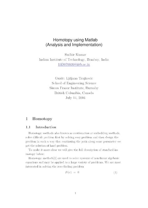 pdf homotopy using matlab analysis and implementation €¦ · homotopy using matlab analysis