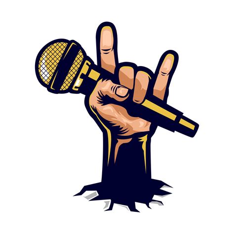Rock N Roll Hand Holding Microphone 10505505 Vector Art At Vecteezy