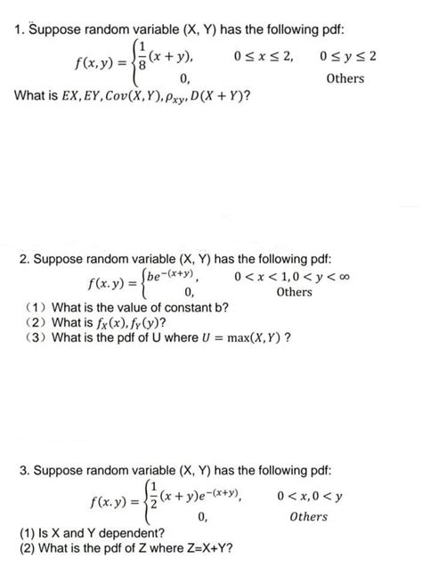 solved 1 suppose random variable x y has the following