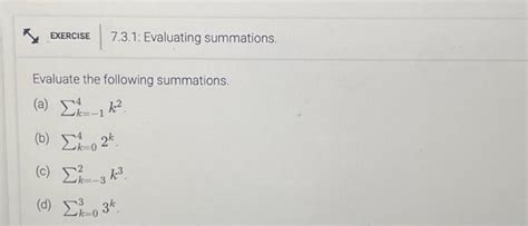 solved exercise 7 3 1 evaluating summations evaluate the