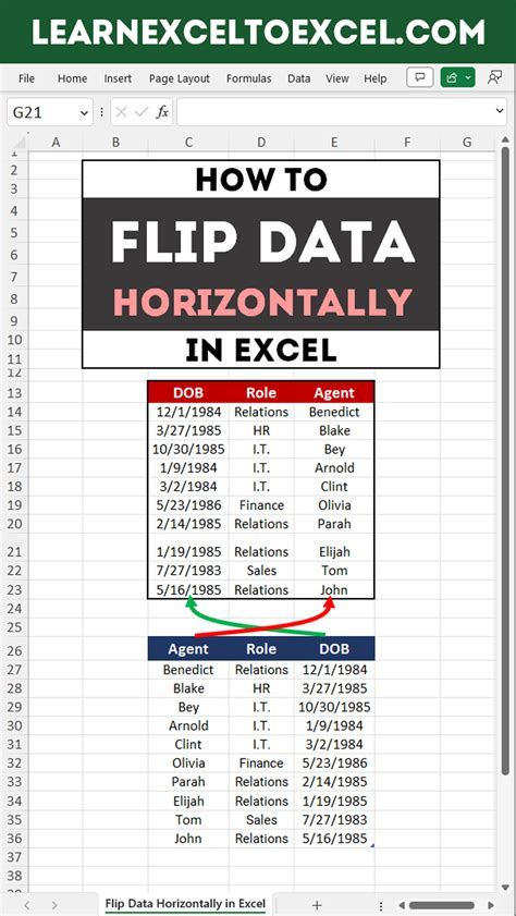 how to flip data horizontally in excel using the formula in 2023 microsoft excel tutorial