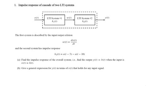 Solved 1 Impulse Response Of Cascade Of Two LTI Systems Chegg
