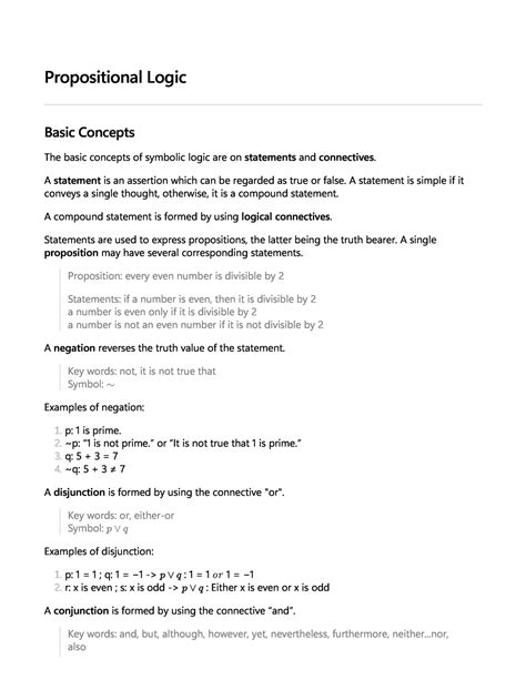 lecture notes on propositional logic propositional logic basic concepts the basic concepts of
