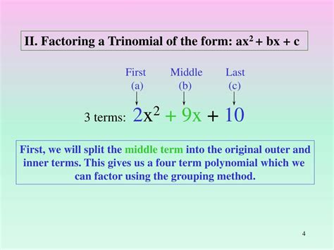 ppt factor by splitting the middle term powerpoint presentation free download id 2523445