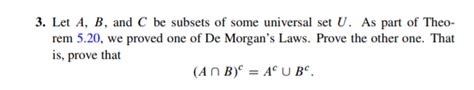 solved 3 let a b and c be subsets of some universal set