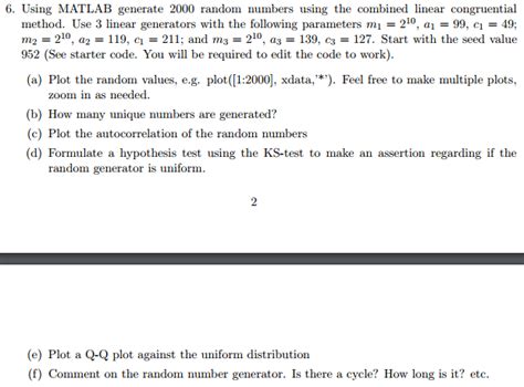 solved using matlab generate 2000 random numbers using the